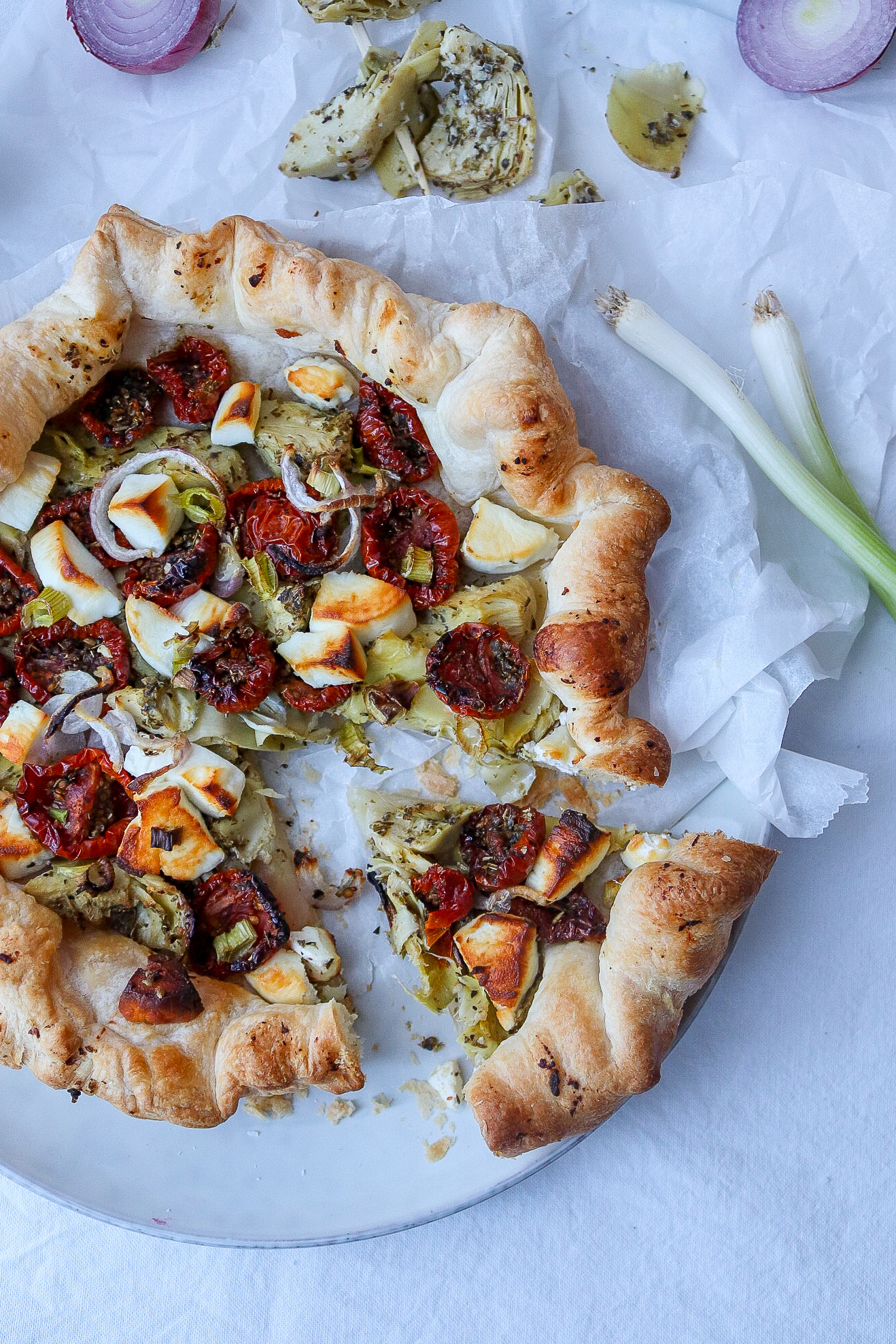 Galett med getost, kronärtskocka och soltorkad tomat | Falbygdens Ost