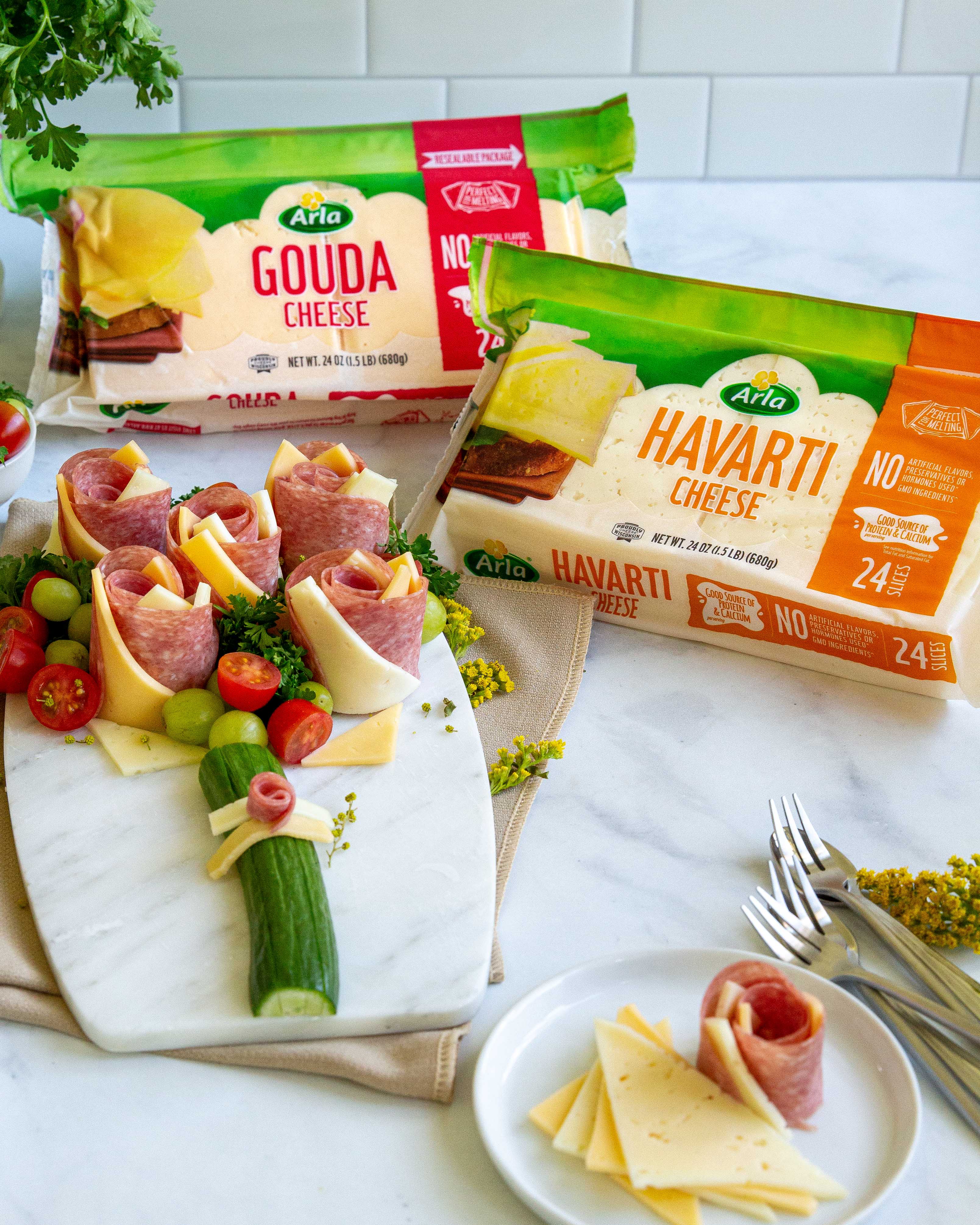 Cheese & Salami Flower Charcuterie - Recipe | Arla US