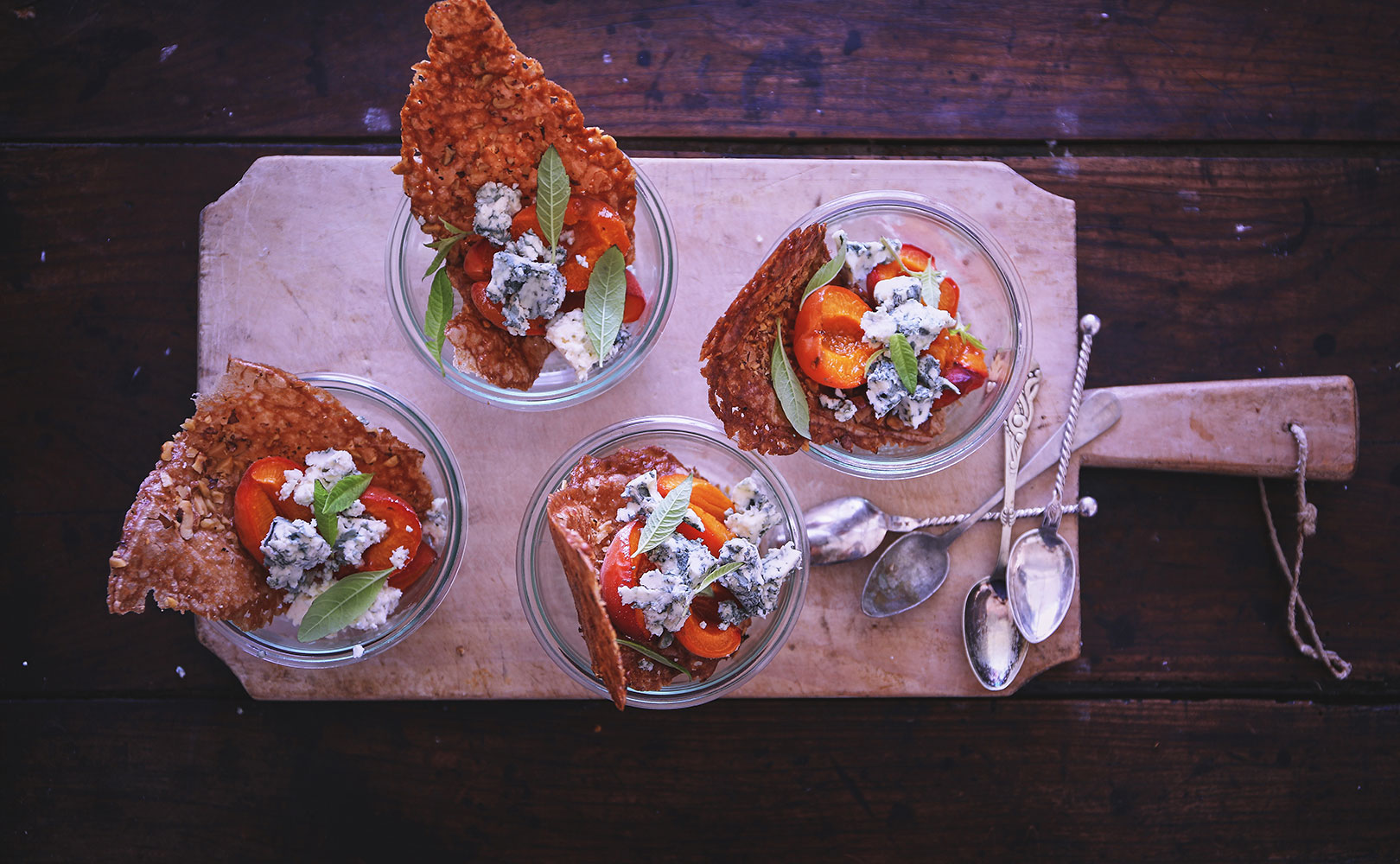 Baked Apricots with Blue Cheese & Walnut Tuiles | Castello®️