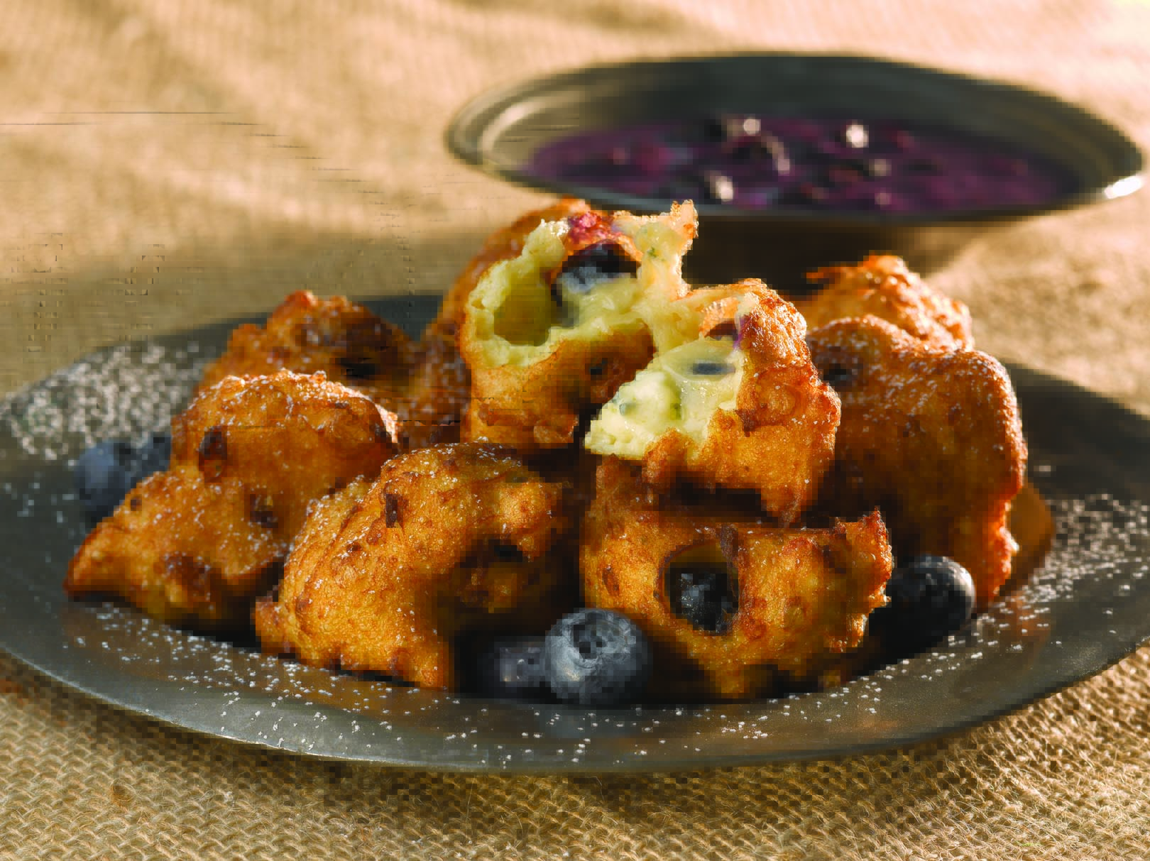 Blueberry Fritters with Blue Cheese and Apple Sauce | Castello