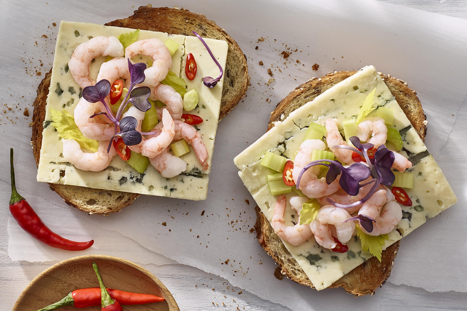 Shrimp, Lime, and Chili Open Faced Sandwich | Castello