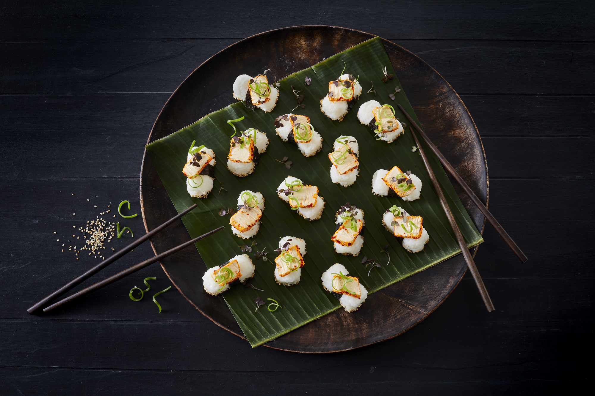 Sticky rice bites - canapés with Castello® Chilli & Ginger Cream Cheese ...