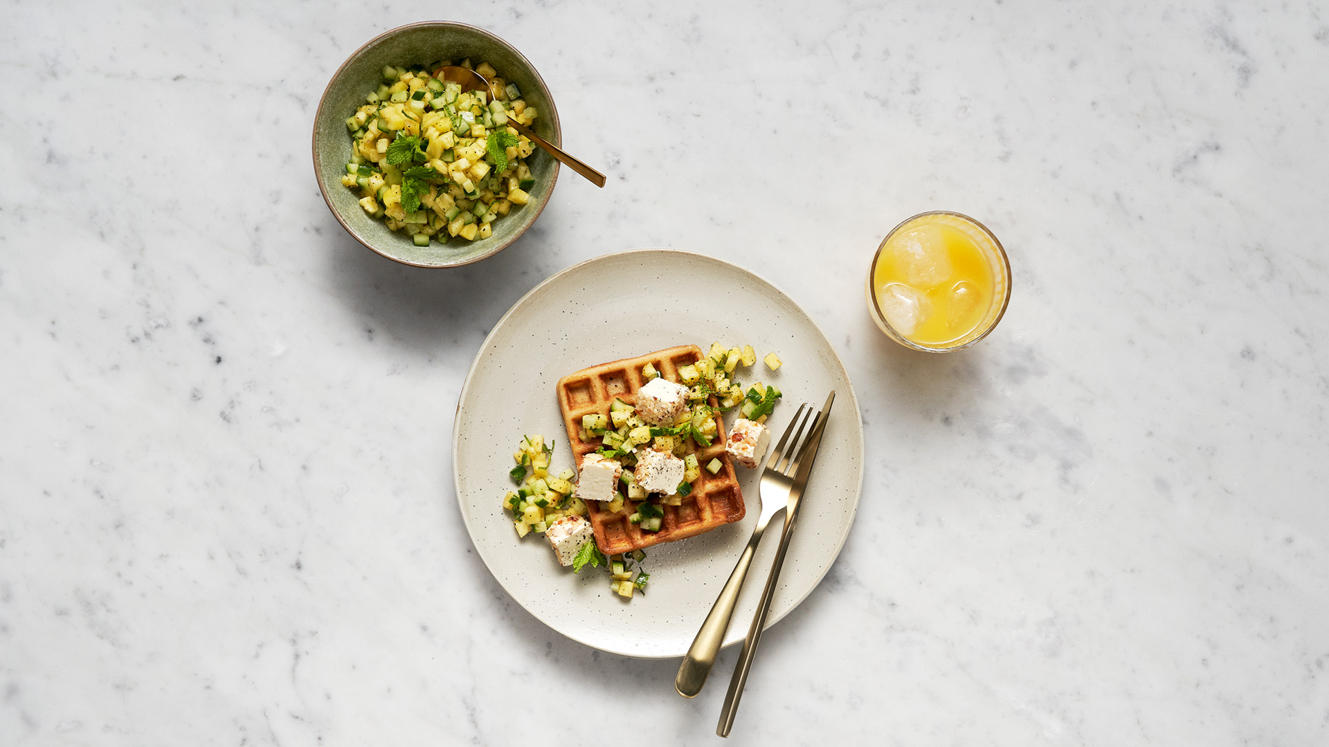 Waffles with Castello cream cheese ring and pineapple salsa | Castello®️