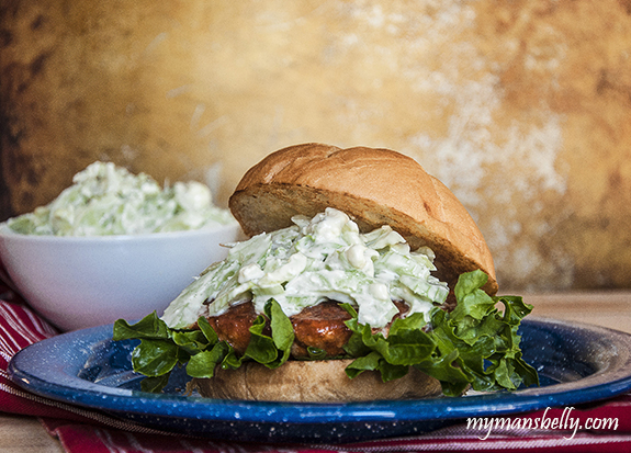 Buffalo chicken burgers with Blue Cheese slaw | Castello