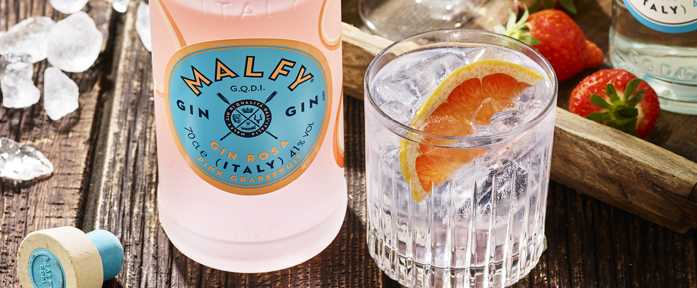 Malfy Rosa gin & tonic med grape | meny